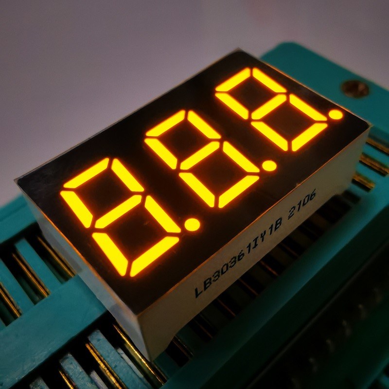 Common Anode Super Bright Amber 7 Segment 3 Digit 9.2mm LED Display for ...