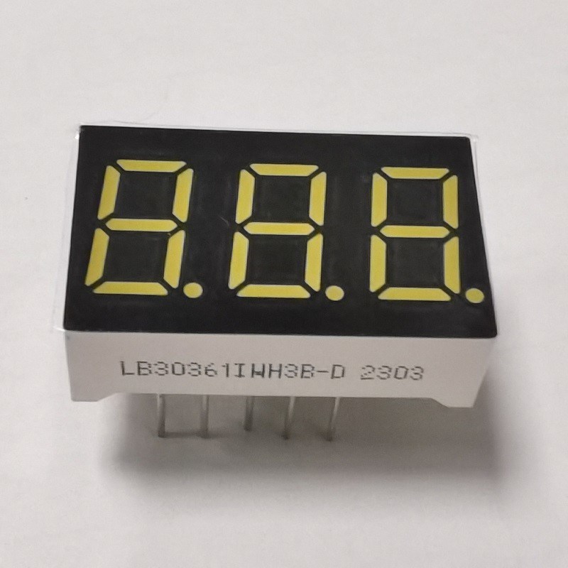Ultra Bright White 3 Digit 7 Segment LED Display 0.36" Common Cathode for Temperature/Humidity ...