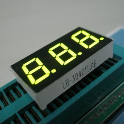 Yellow Green Triple Digit 7 Segment LED Display Common Anode
