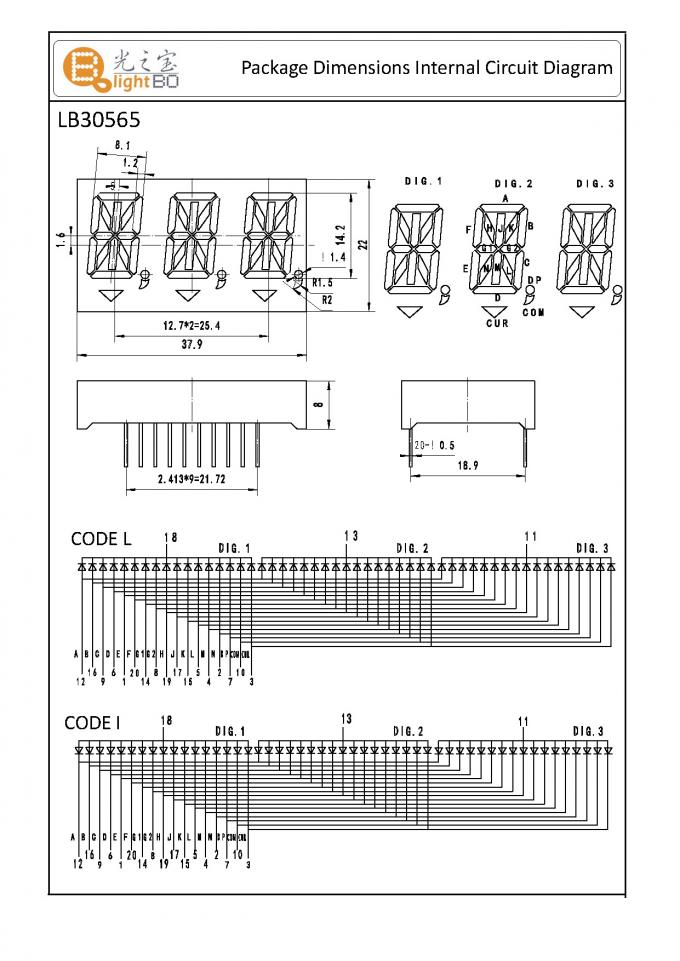 White Triple Digit 14 Segment LED Display for Digital Indicators